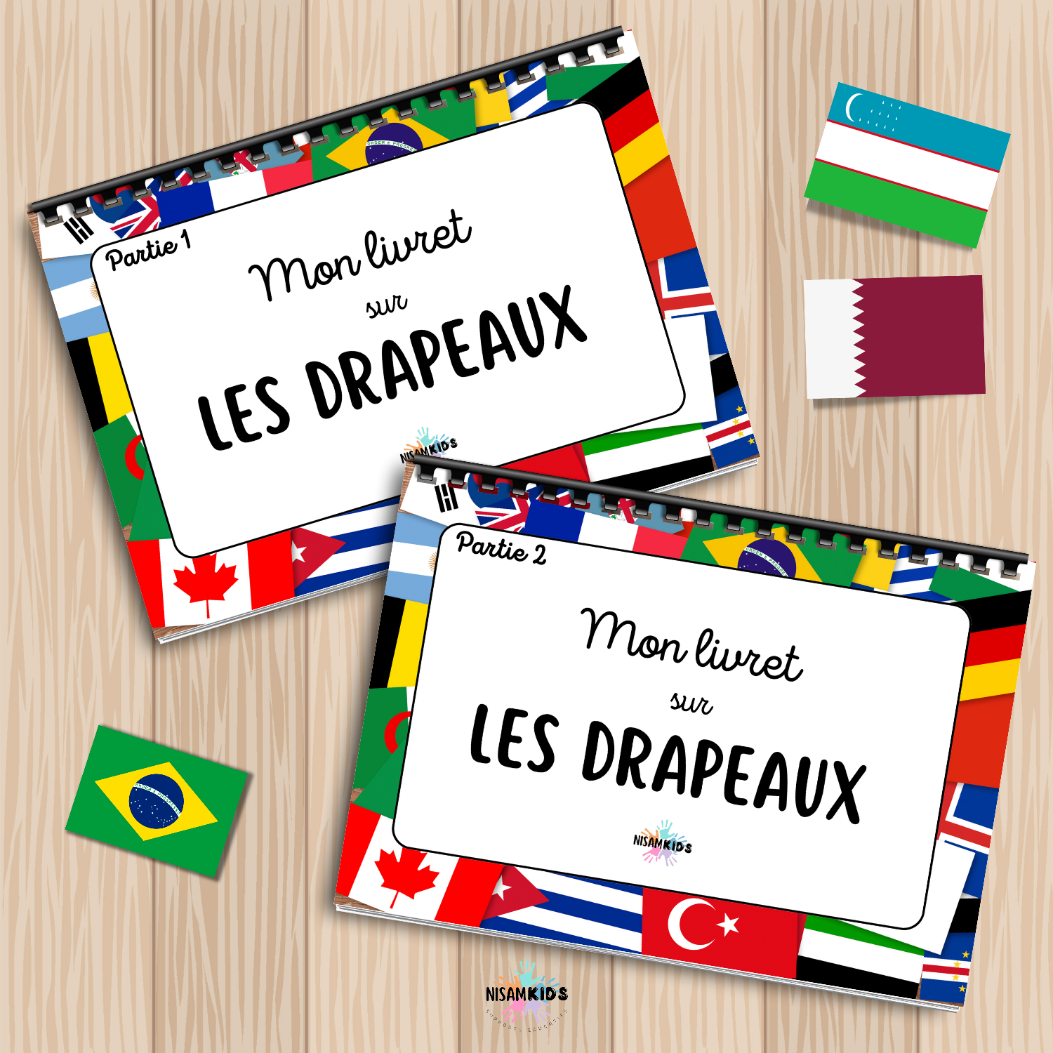 Lot de livrets d'activités sur les drapeaux - NisamKids